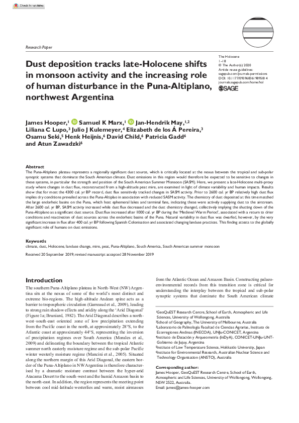 (PDF) Dust deposition tracks late-Holocene shifts in monsoon activity ...