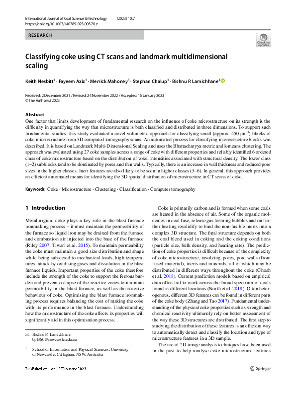 Pdf Classifying Coke Using Ct Scans And Landmark Multidimensional Scaling 4673