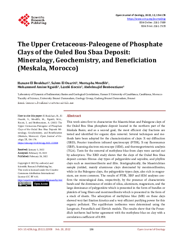 (PDF) The Upper Cretaceous-Paleogene of Phosphate Clays of the Ouled ...