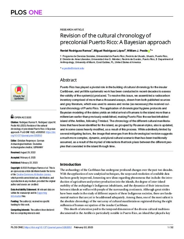 (PDF) Revision of the cultural chronology of precolonial Puerto Rico: A Bayesian approach