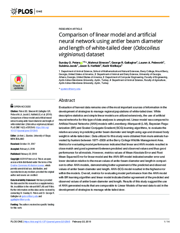 (PDF) Comparison of linear model and artificial neural network using ...