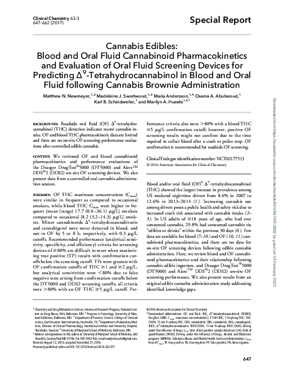 (PDF) Cannabis Edibles: Blood and Oral Fluid Cannabinoid ...