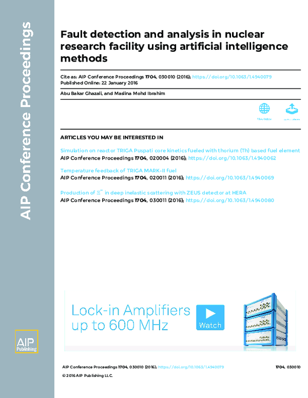 Pdf Fault Detection And Analysis In Nuclear Research Facility Using