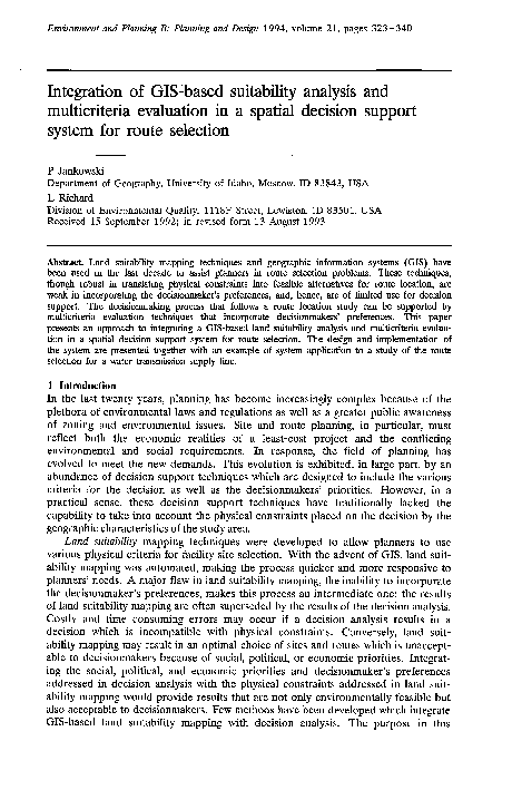 Pdf Integration Of Gis Based Suitability Analysis And Multicriteria Evaluation In A Spatial