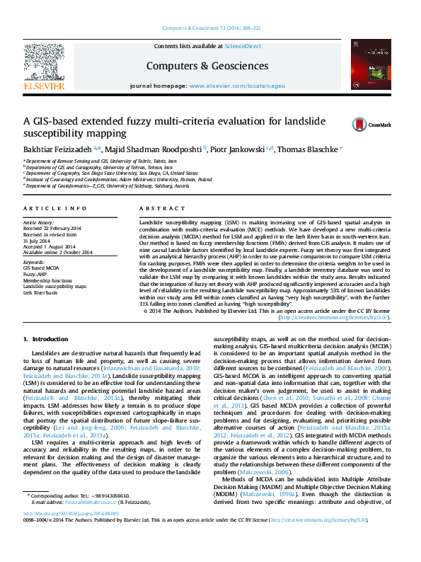 (PDF) A GIS-based extended fuzzy multi-criteria evaluation for landslide susceptibility mapping