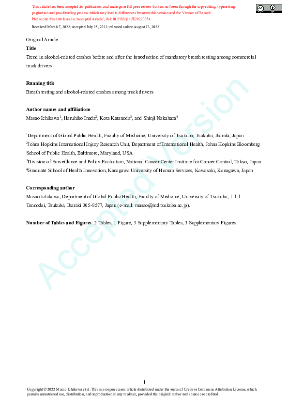 (PDF) Trend in Alcohol-related Crashes Before and After the ...