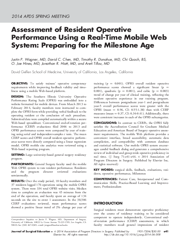 (PDF) Assessment of Resident Operative Performance Using a Real-Time ...