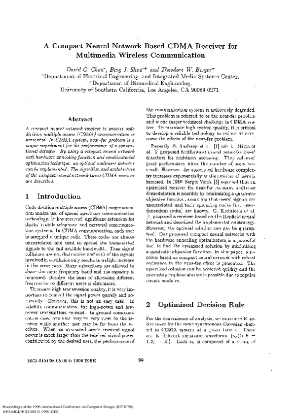 (PDF) A compact neural network based CDMA receiver for multimedia ...