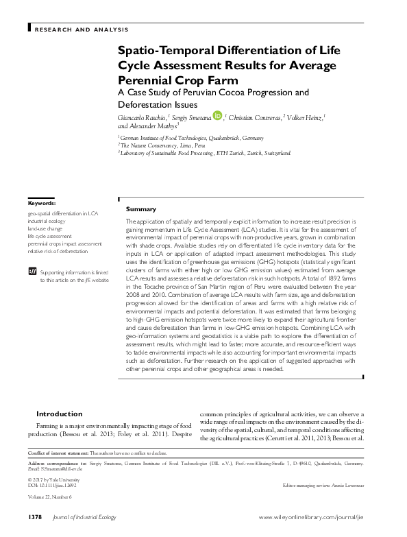 Pdf Spatio‐temporal Differentiation Of Life Cycle Assessment Results
