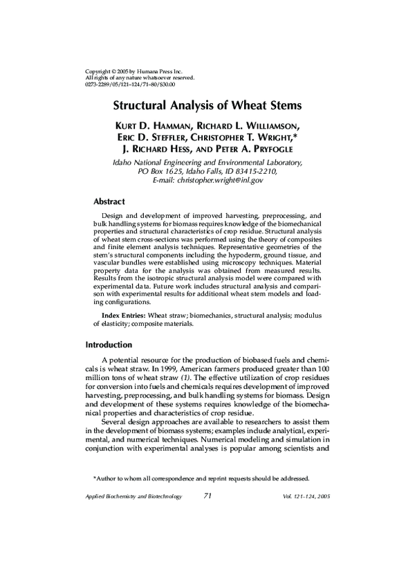 (PDF) Structural Analysis of Wheat Stems