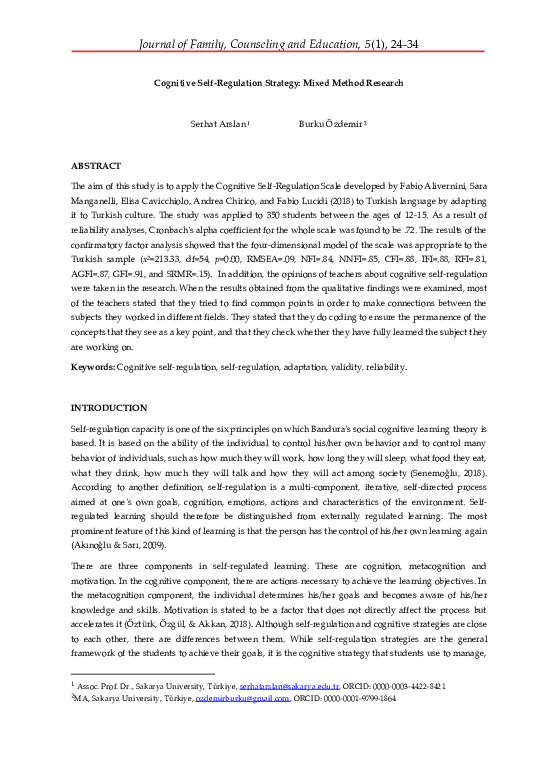 (PDF) Cognitive Self-Regulation Strategy: Mixed Method Research