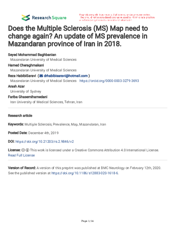 (PDF) Does the Multiple Sclerosis (MS) Map need to change again? An ...