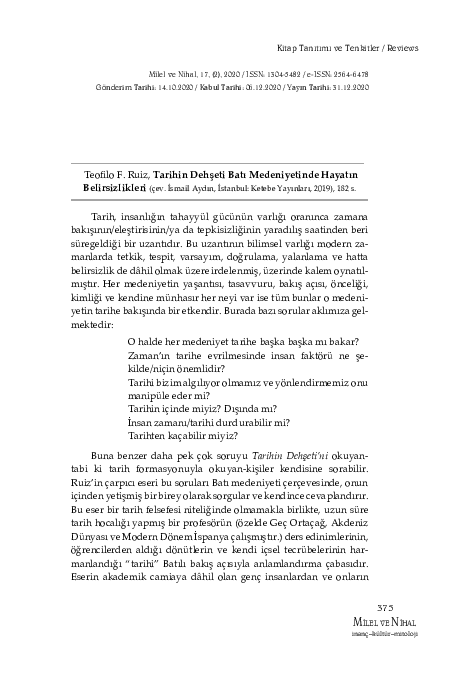 (PDF) Teofilo F. Ruiz, Tarihin Dehşeti Batı Medeniyetinde Hayatın ...