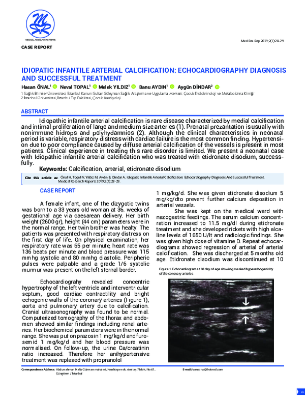 (PDF) Idiopatic Infantile Arterial Calcification: Echocardiography ...