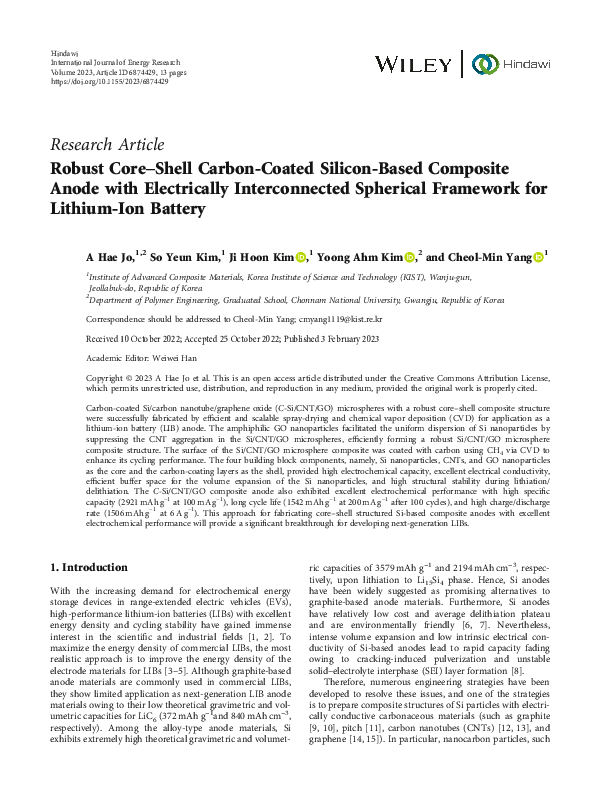 (PDF) Robust Core–Shell Carbon-Coated Silicon-Based Composite Anode ...