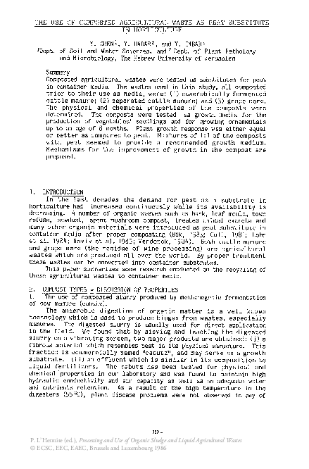 (PDF) The Use of Composted Agricultural Waste as Peat Substitute in ...