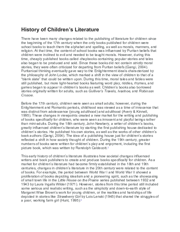 (DOC) History of Children's Literature