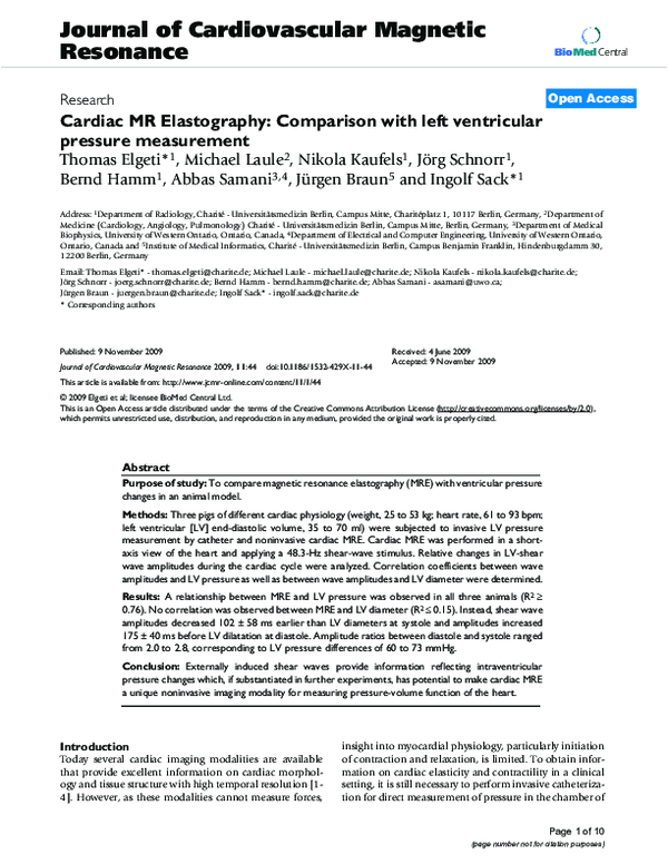 (PDF) Cardiac MR Elastography: Comparison with left ventricular ...