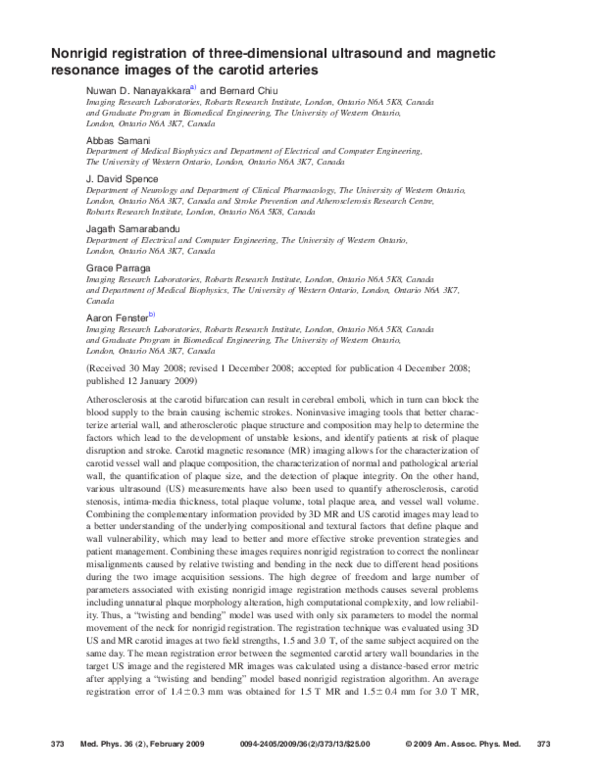 (PDF) Nonrigid registration of three-dimensional ultrasound and magnetic resonance images of the ...