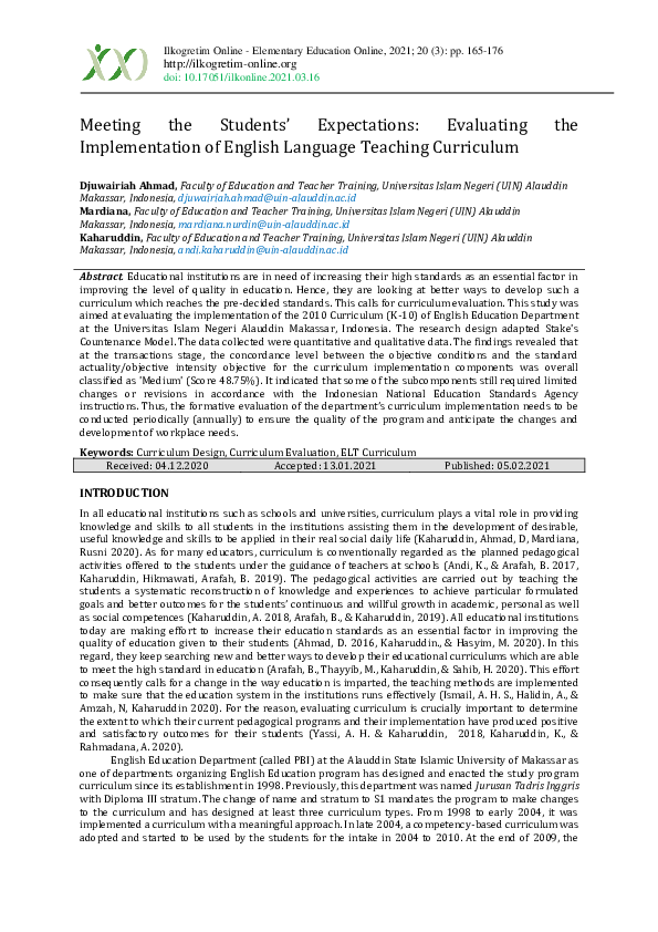 (PDF) Meeting the Students’ Expectations: Evaluating the Implementation of English Language ...