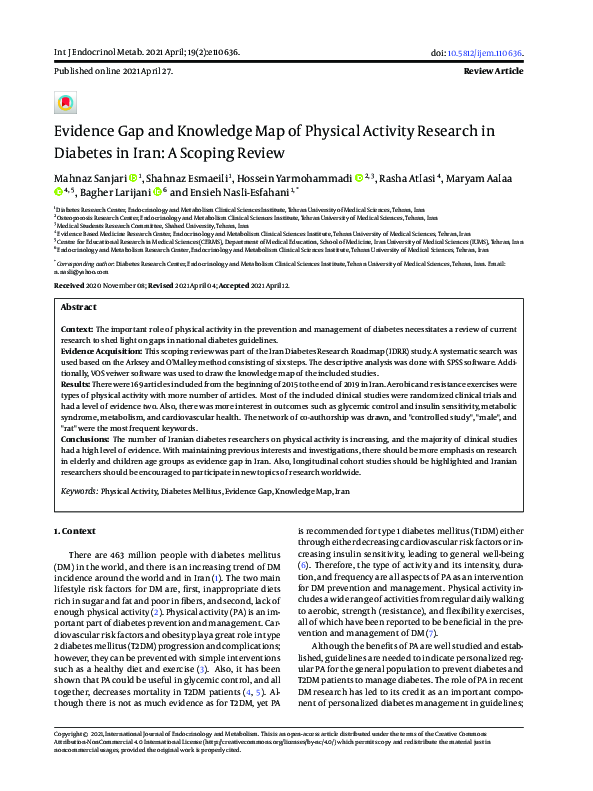 (PDF) Evidence Gap and Knowledge Map of Physical Activity Research in ...