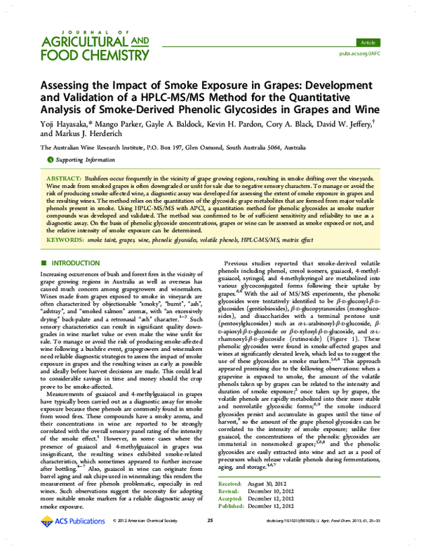 (PDF) Assessing the Impact of Smoke Exposure in Grapes: Development and ...