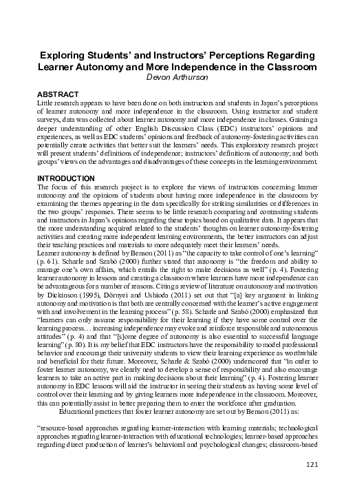 (PDF) Exploring Students' and Instructors' Perceptions Regarding Learner Autonomy and More ...