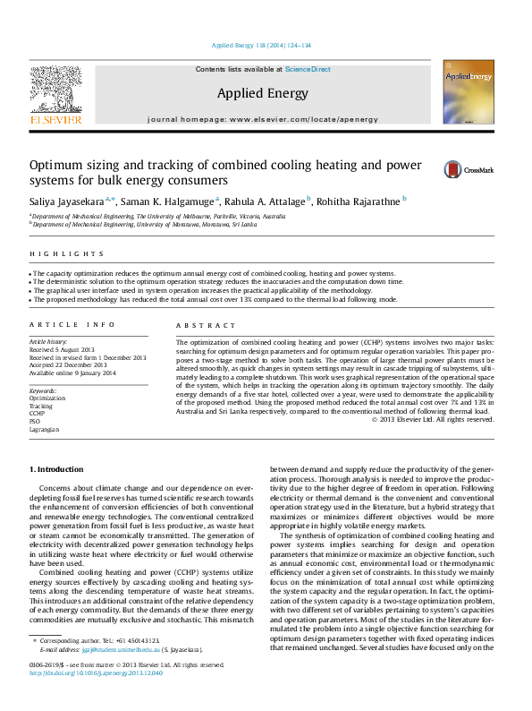 (PDF) Optimum sizing and tracking of combined cooling heating and power ...