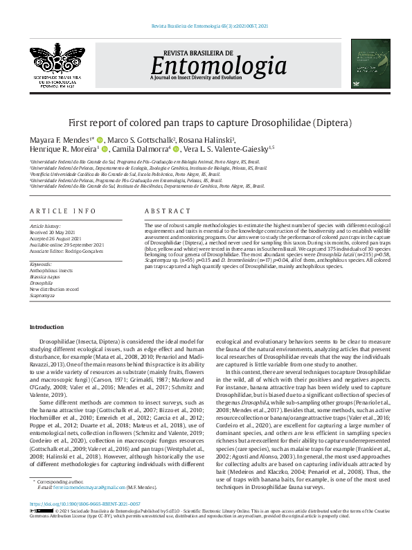 (PDF) First report of colored pan traps to capture Drosophilidae (Diptera)