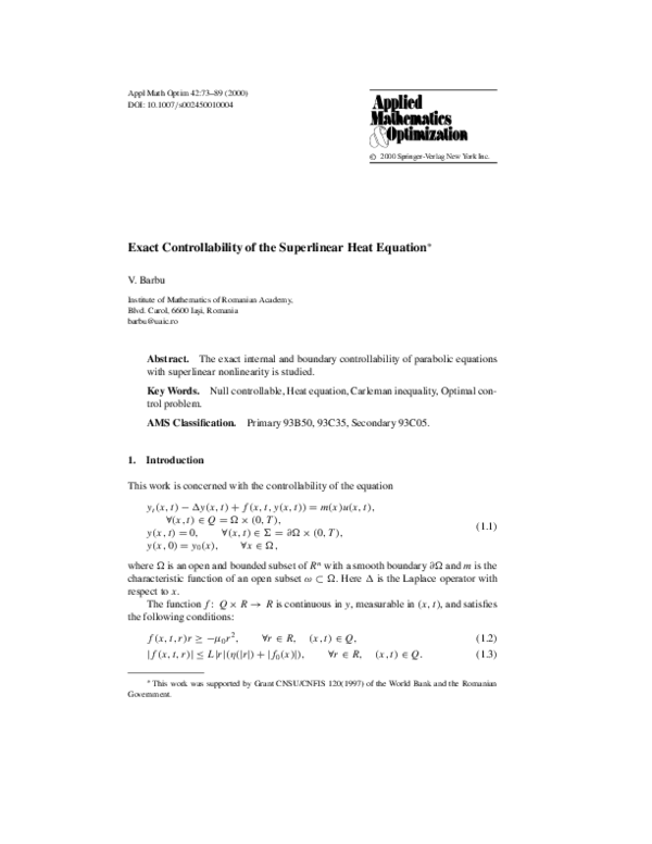 (PDF) Exact Controllability of the Superlinear Heat Equation