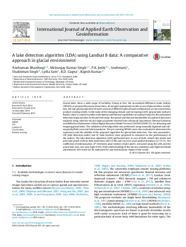 (PDF) A lake detection algorithm (LDA) using Landsat 8 data: A ...