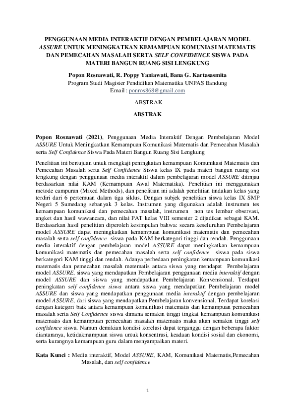 (PDF) Penggunaan Media Interaktif Dengan Pembelajaran Model Assure Untuk Meningkatkan Kemampuan ...