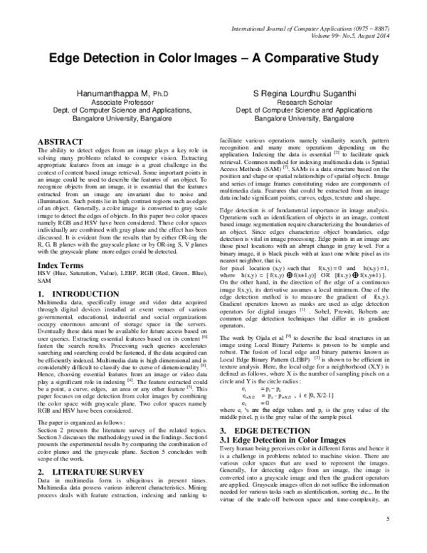 (PDF) Edge Detection in Color Images A Comparative Study