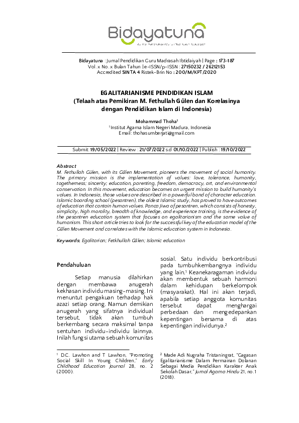(PDF) Egalitarianisme Pendidikan Islam