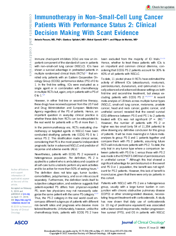 (PDF) Immunotherapy in Non–Small-Cell Lung Cancer Patients With ...