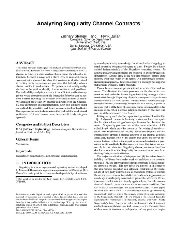 (PDF) Analyzing singularity channel contracts