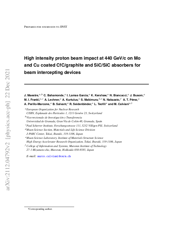 (PDF) High intensity proton beam impact at 440 GeV/c on Mo and Cu ...