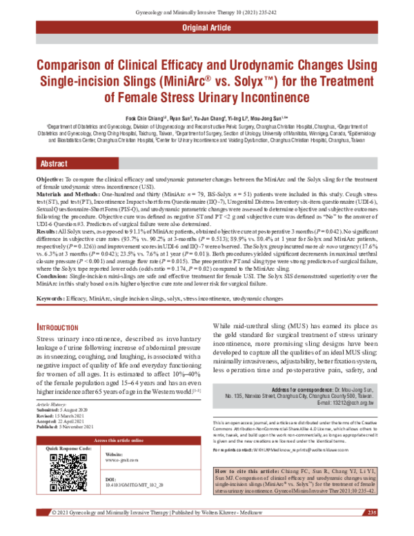 (PDF) Comparison of clinical efficacy and urodynamic changes using ...