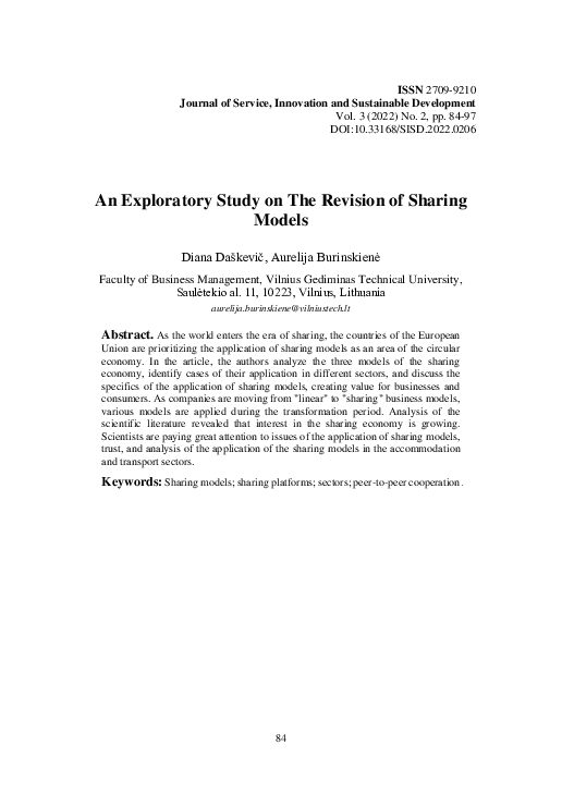 (PDF) An Exploratory Study on The Revision of Sharing Models