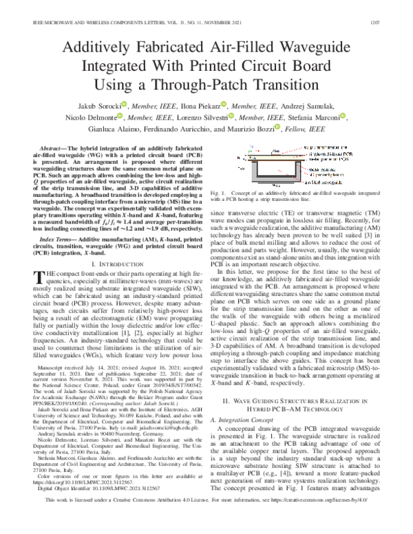(PDF) Additively Fabricated Air-Filled Waveguide Integrated With ...