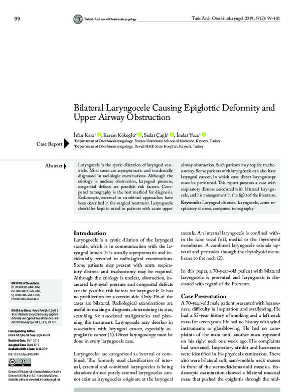 (PDF) Bilateral Laryngocele Causing Epiglottic Deformity and Upper ...