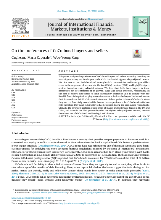 (PDF) On the preferences of CoCo bond buyers and sellers