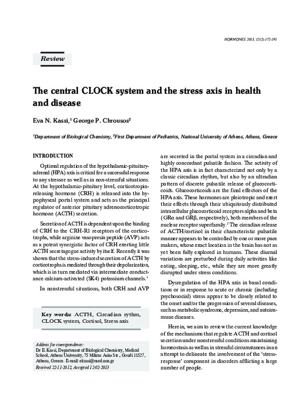 (PDF) The central CLOCK system and the stress axis in health and disease