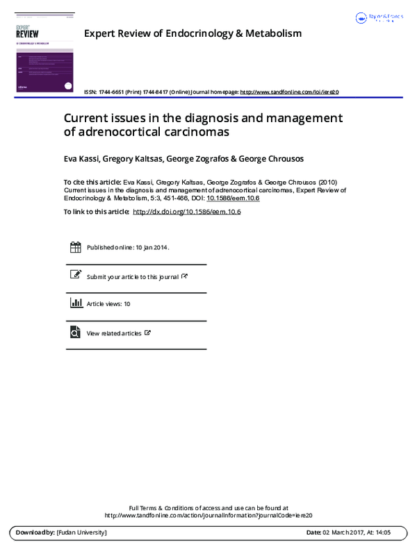 (PDF) Current issues in the diagnosis and management of adrenocortical carcinomas