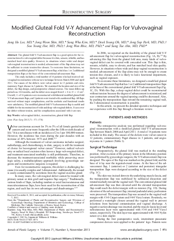 (PDF) Modified Gluteal Fold V-Y Advancement Flap for Vulvovaginal Reconstruction