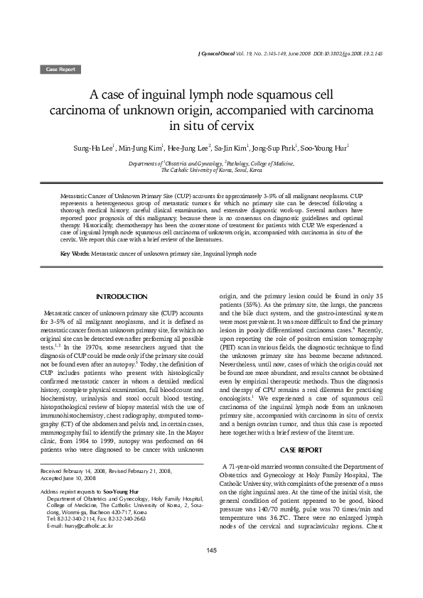 (PDF) A case of inguinal lymph node squamous cell carcinoma of unknown ...