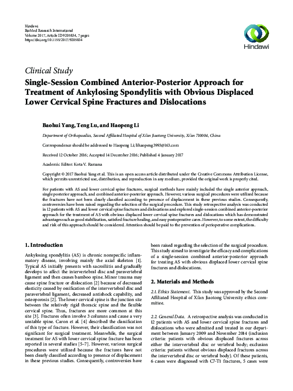 (PDF) Single-Session Combined Anterior-Posterior Approach for Treatment ...