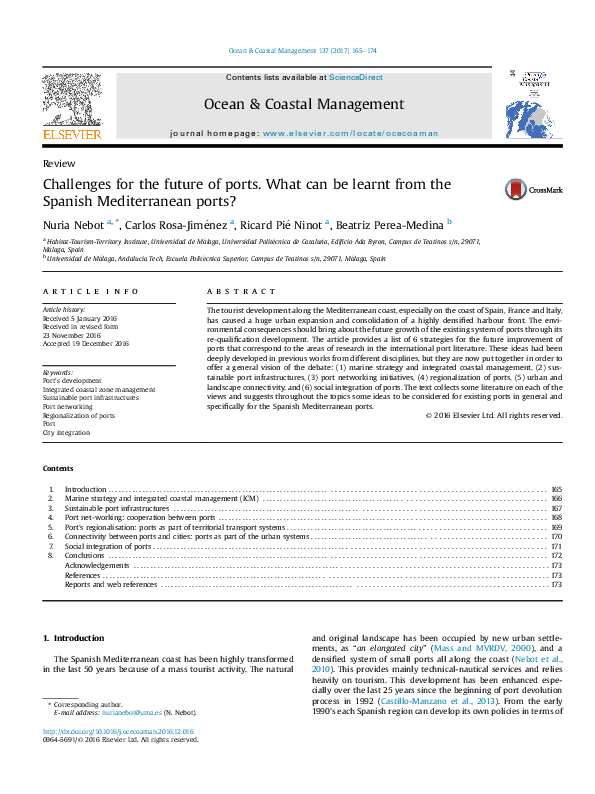 (PDF) Challenges for the future of ports. What can be learnt from the ...