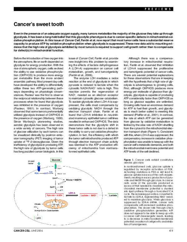 (PDF) Cancer's sweet tooth