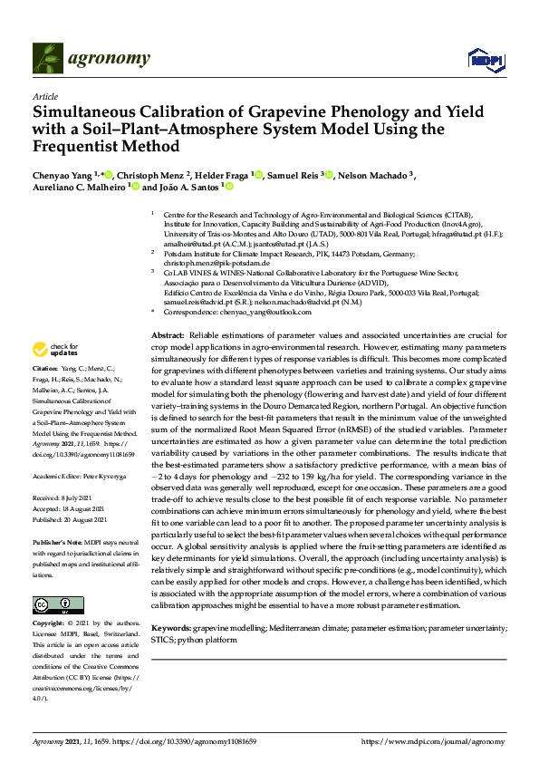 (PDF) Simultaneous Calibration of Grapevine Phenology and Yield with a Soil–Plant–Atmosphere ...